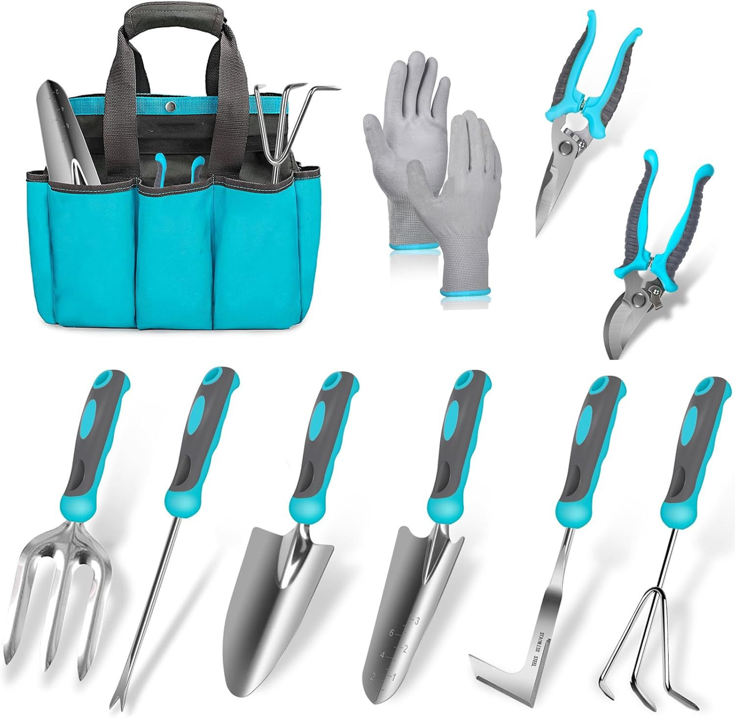 Ophelia & Co. 10 Piece Heavy Duty Stainless Steel Garden Tools Set ...