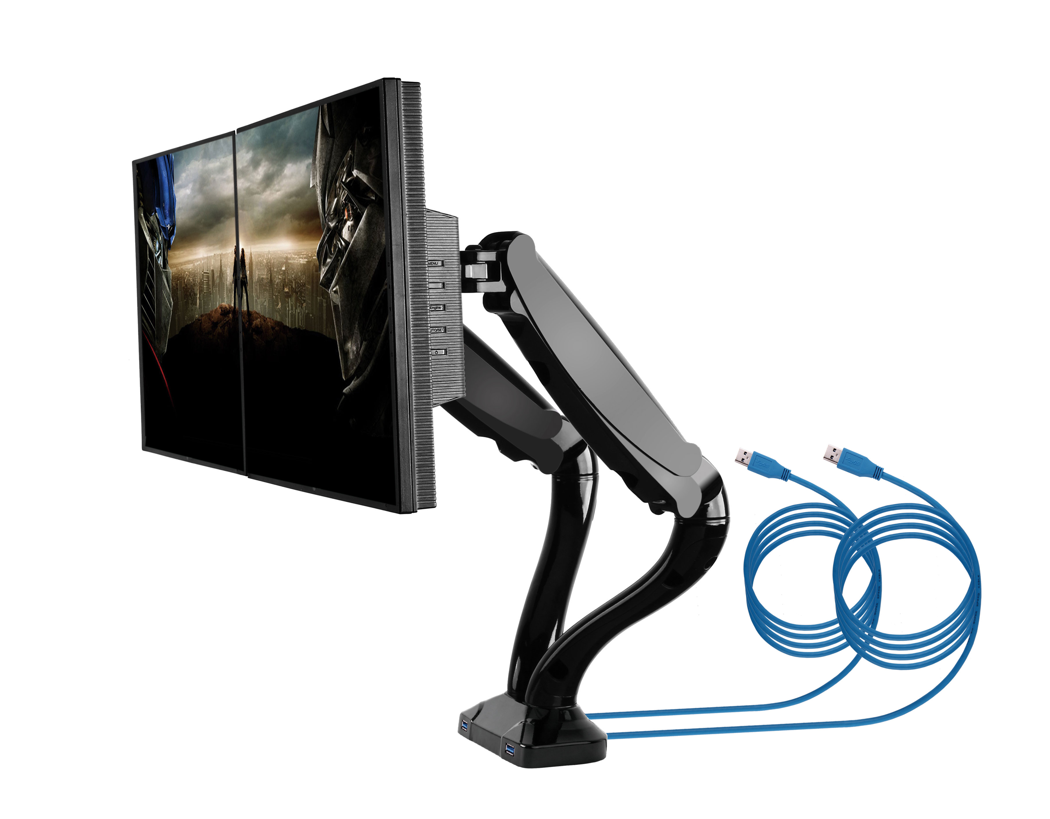 Ergomax Office LCD VESA Height Adjustable Universal Tilt 2 Screen Desk ...
