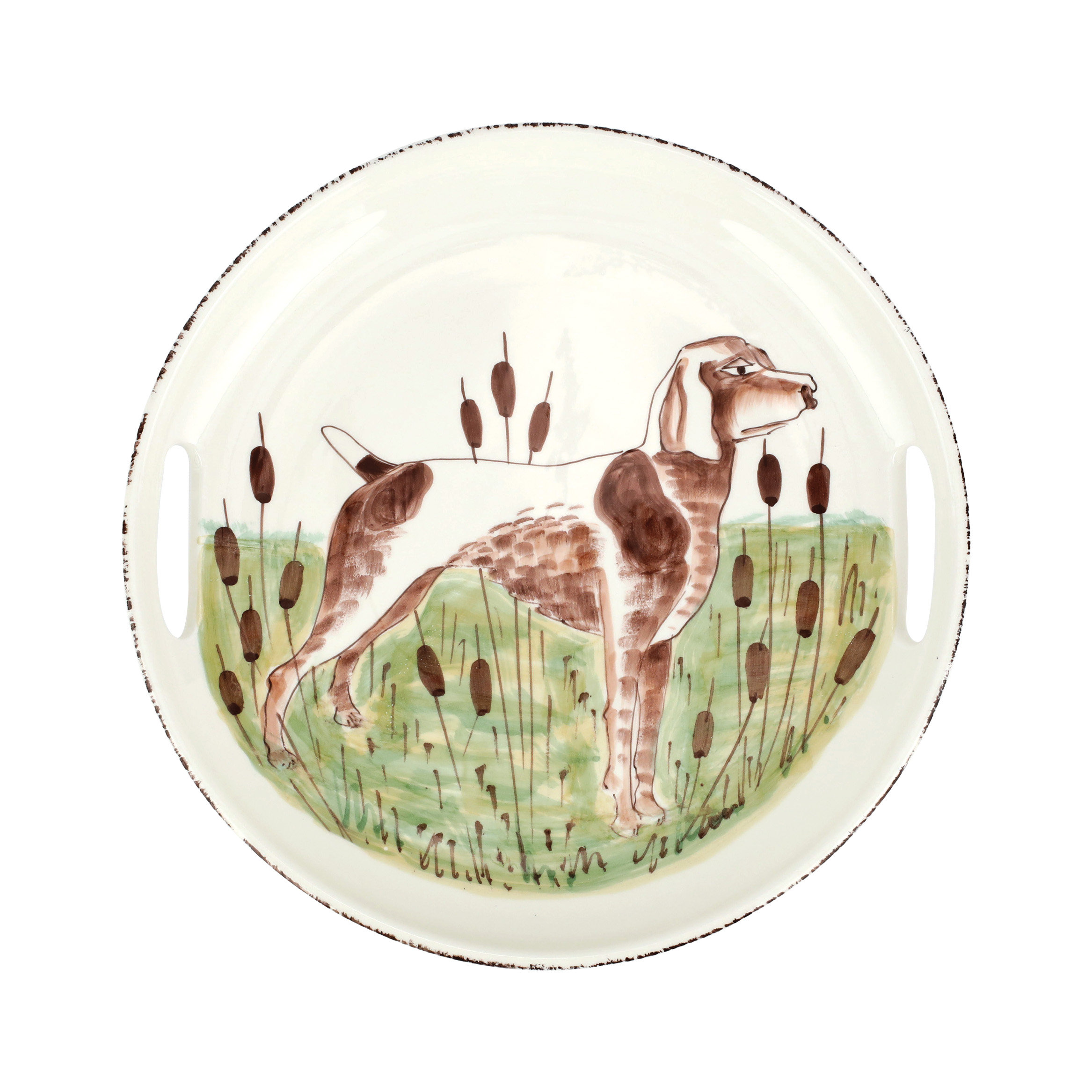VIETRI Wildlife Spaniel Handled Round Tray | Wayfair