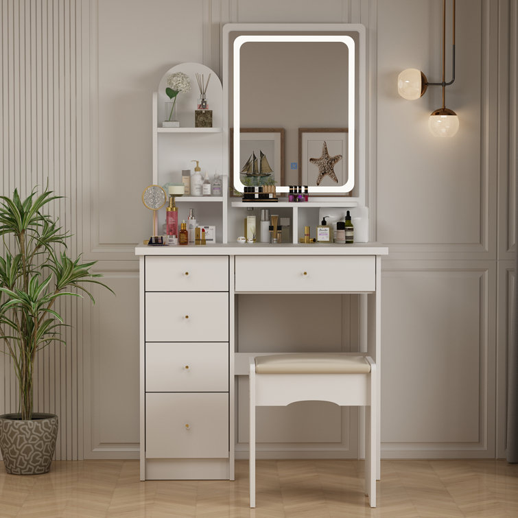 Brayden Studio Badamo Dressing Table with Mirror & Reviews | Wayfair.co.uk