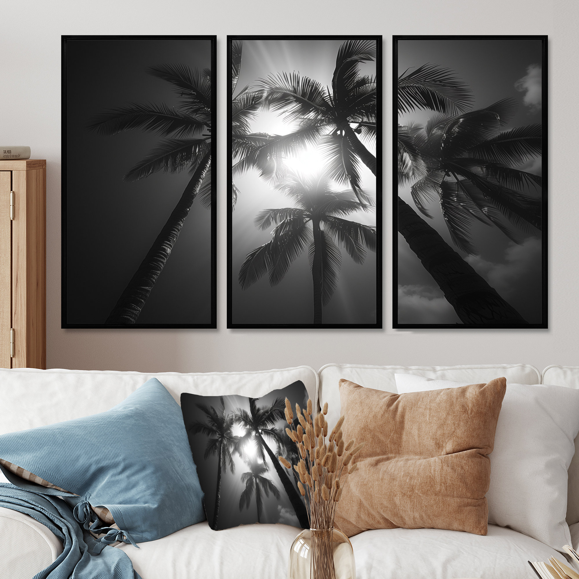 Bay Isle Home™ Monochrome Grey Palm Trees Elegant Silhouette - Palms ...