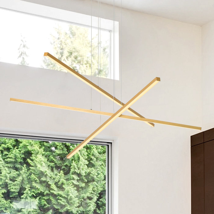 Ivy Bronx Maritza 3-Light LED Modern Chandelier Line Pendant Light ...