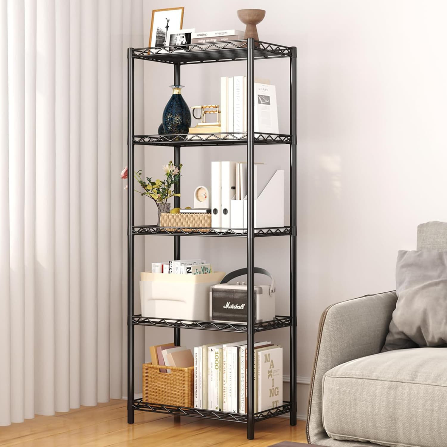 Rebrilliant 5 Level Line Shelf Unit Metal Storage Rack, Durable ...