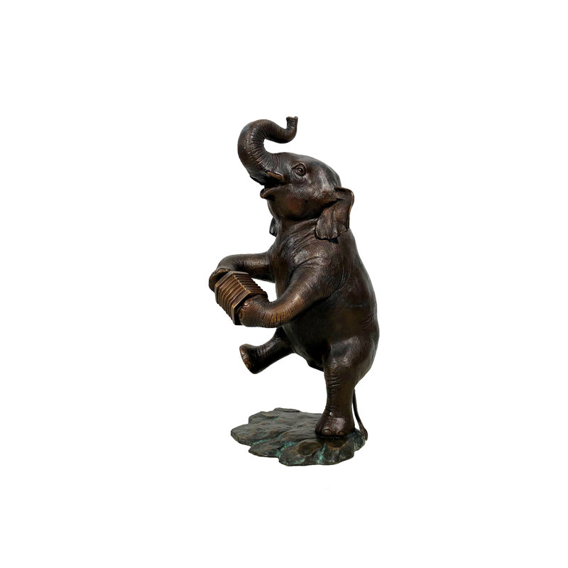 Metropolitan Galleries Bronze Elephant Musician Sculpture | Wayfair