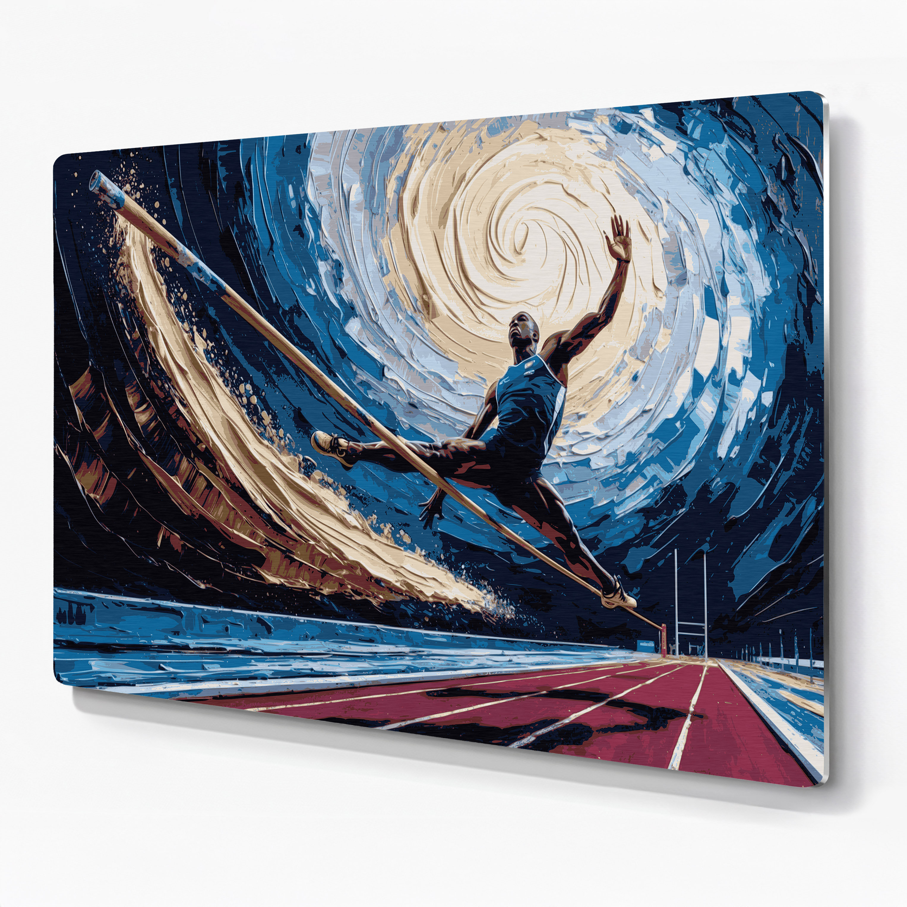 Hokku Designs Sports Pole Vaulting Purple Metal Wall Art | Wayfair
