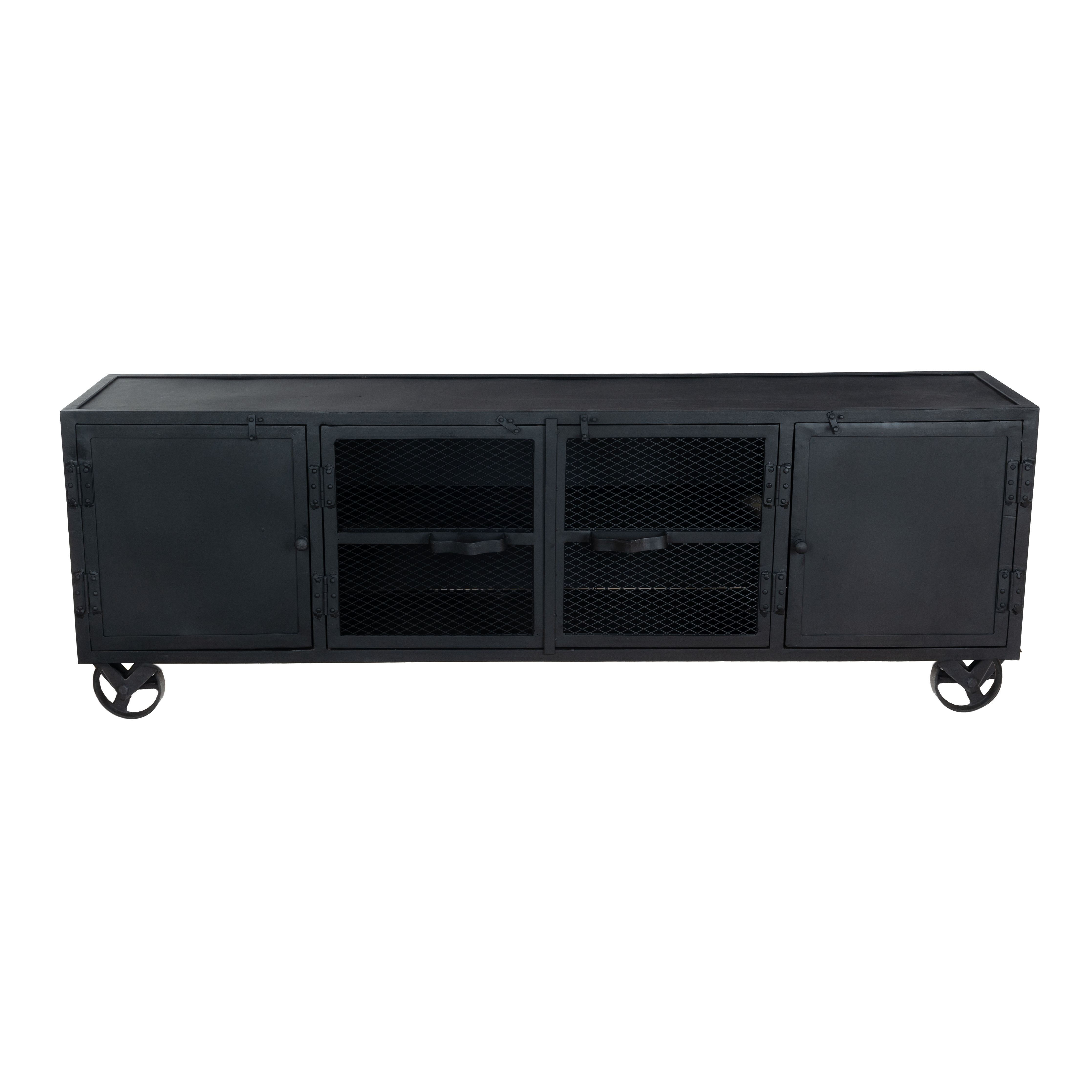 Williston Forge Industrial Black Metal TV Stand – 70.5” Media Console ...
