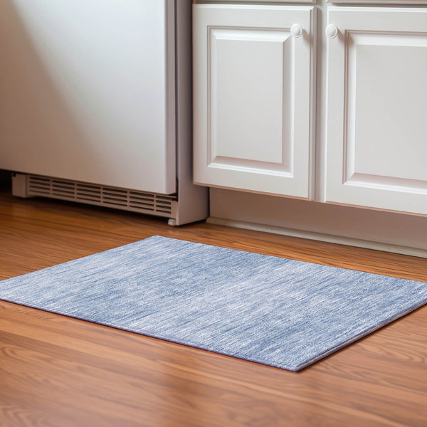 Bungalow Rose Premium Machine Washable Prisco Denim Rug | Wayfair