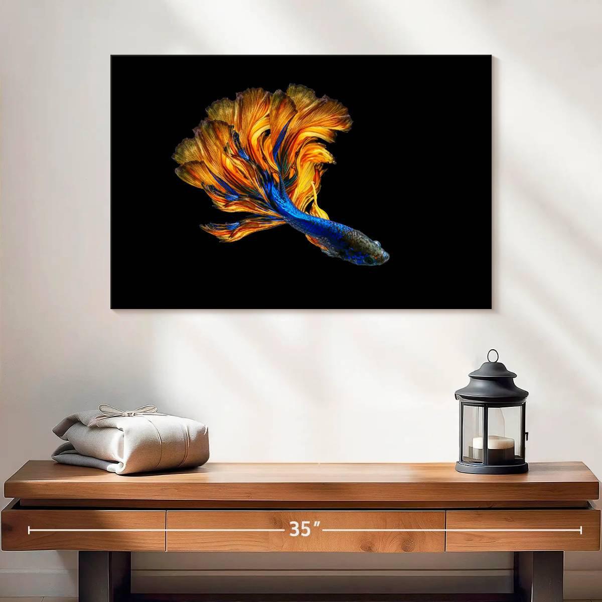 Ebern Designs Brampt Yellow Tailed Blue Betta Fish | Wayfair
