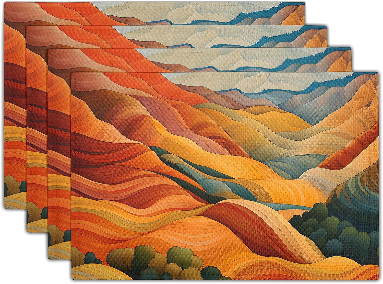 Passetas Mountain Place Mats Set Of 4 - Mountains Range Forest ...