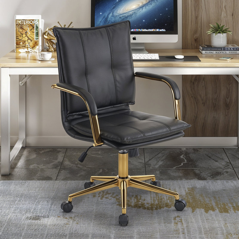Mercer41 Dareece Leather Task Chair with Padded Arms & Reviews | Wayfair