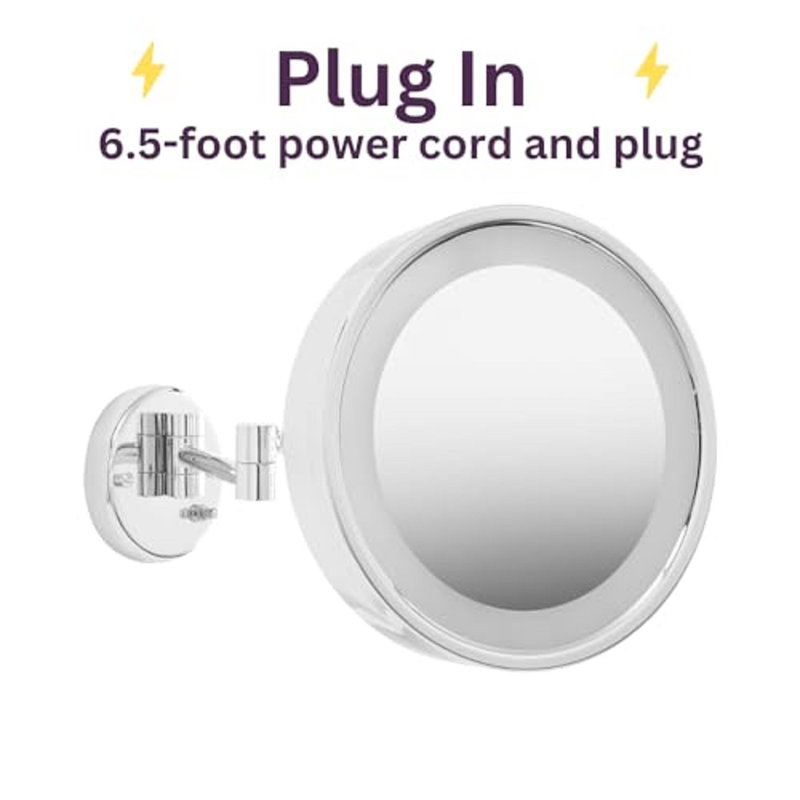 Jerdon 9.75" Lighted Wall Mount Magnified Makeup Mirror, Plug In | Wayfair