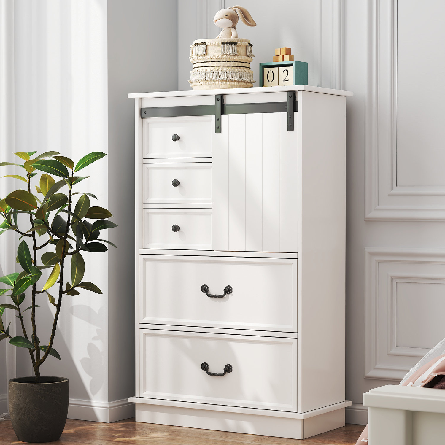 Latitude Run® Multi-Storage Chest Of Drawers With Sliding Doors And ...