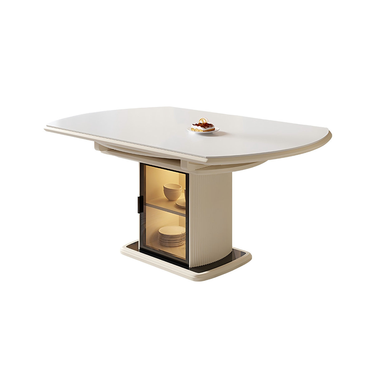 Hokku Designs Sintered Stone Solid Wood Rubberwood White Dining Table ...