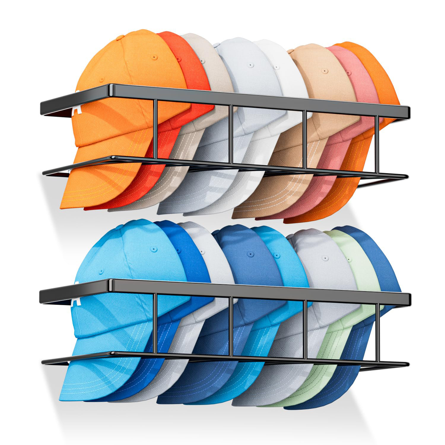 Brayden Studio Metal Hat Racks For Baseball Caps, 2 Packs Wall Mounted ...