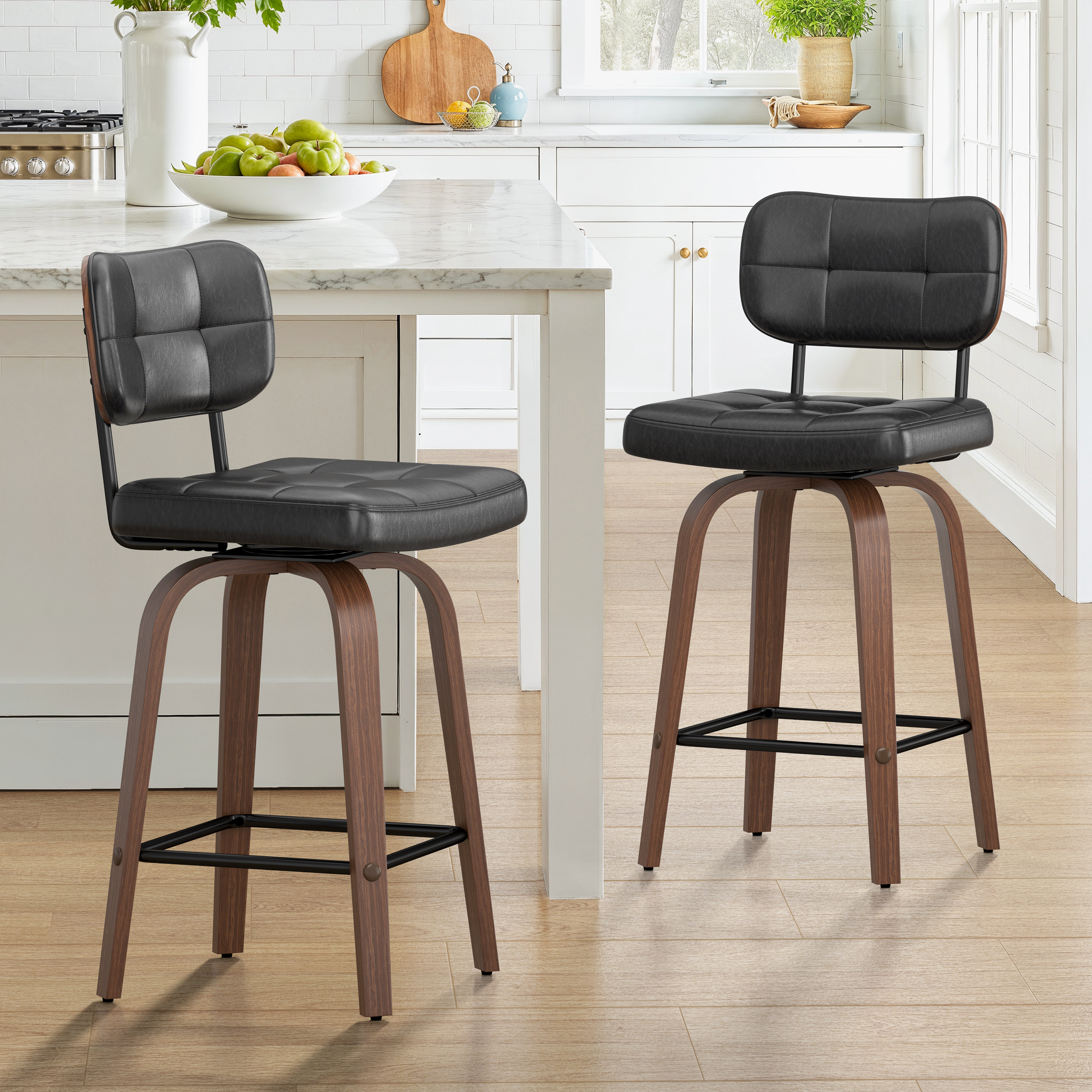 Latitude Run® 26" Counter Height Swivel Bar Stools,Pu Leather ...