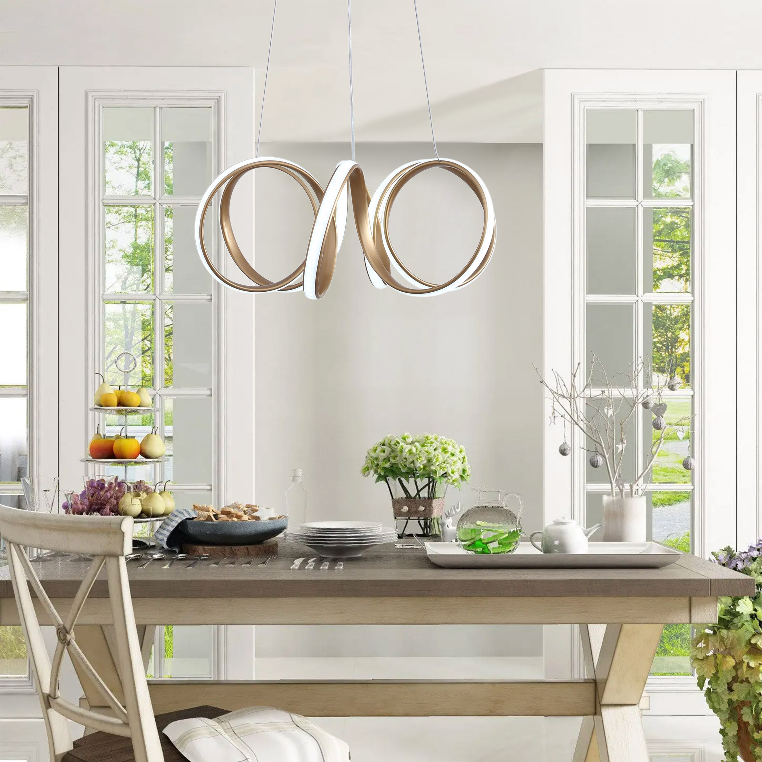 Ivy Bronx 6500K White Light LED Unique Design Dimmable Pendant Light ...