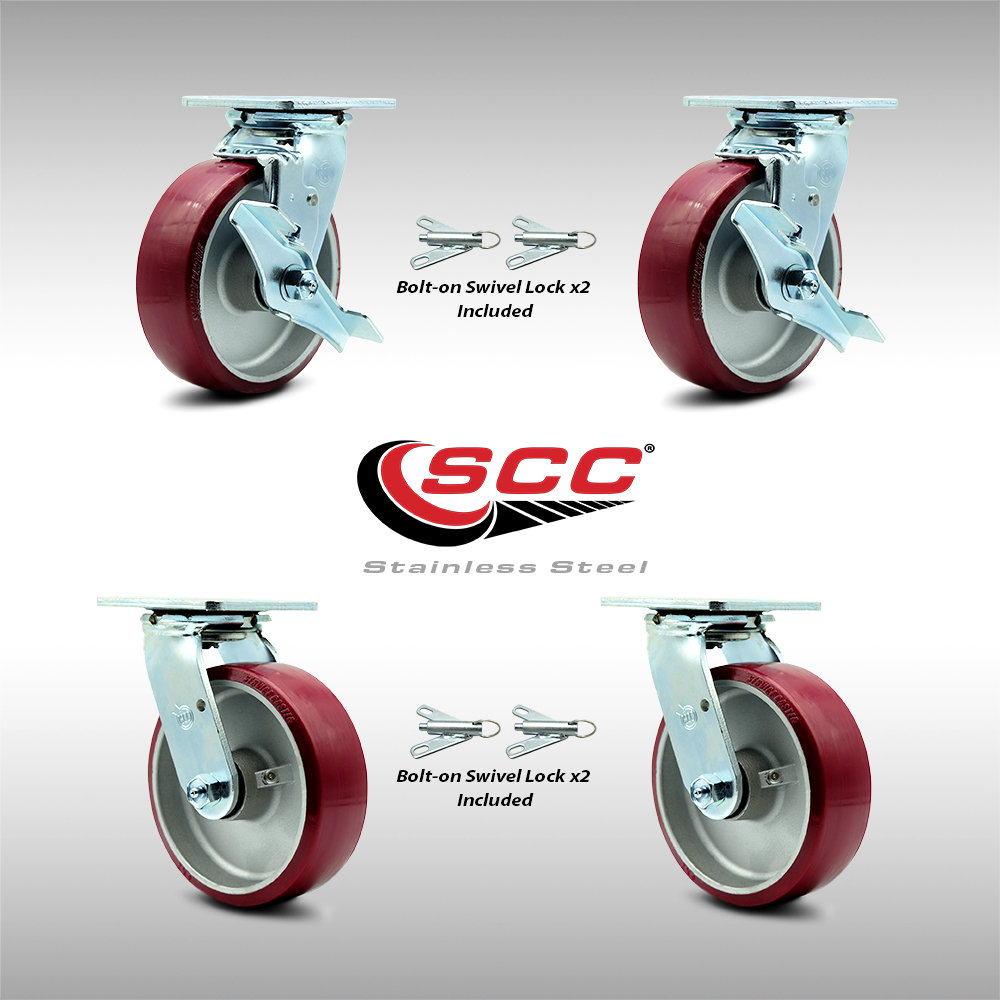 Service Caster 4 Piece Poly on Aluminum Caster Set | Wayfair