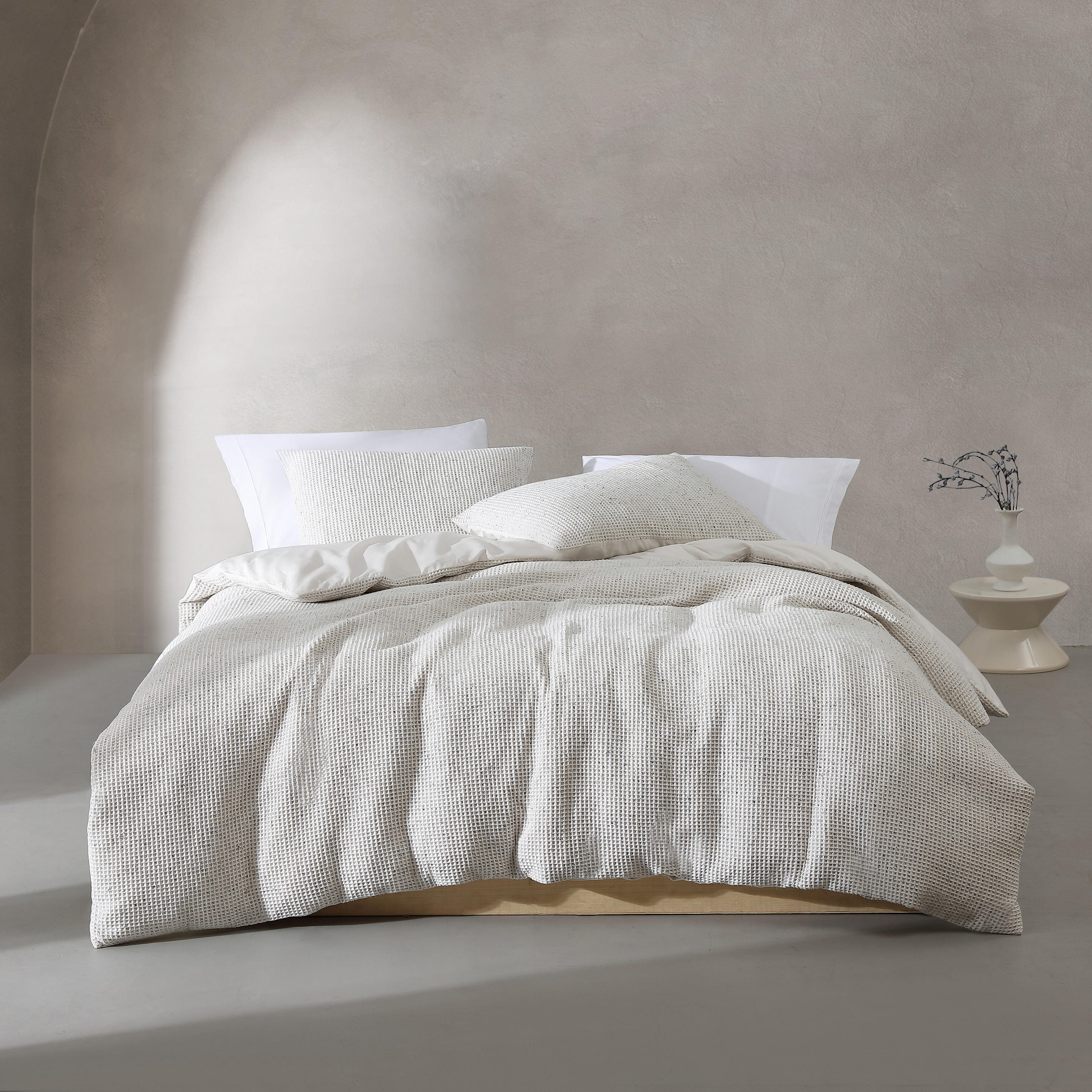 Calvin Klein Speckled Waffle Cotton Ivory Duvet Cover Set & Reviews ...