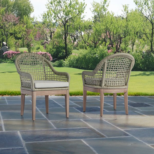 Bayou Breeze Outdoor Patio Chairs With Woven Rope Design | Wayfair