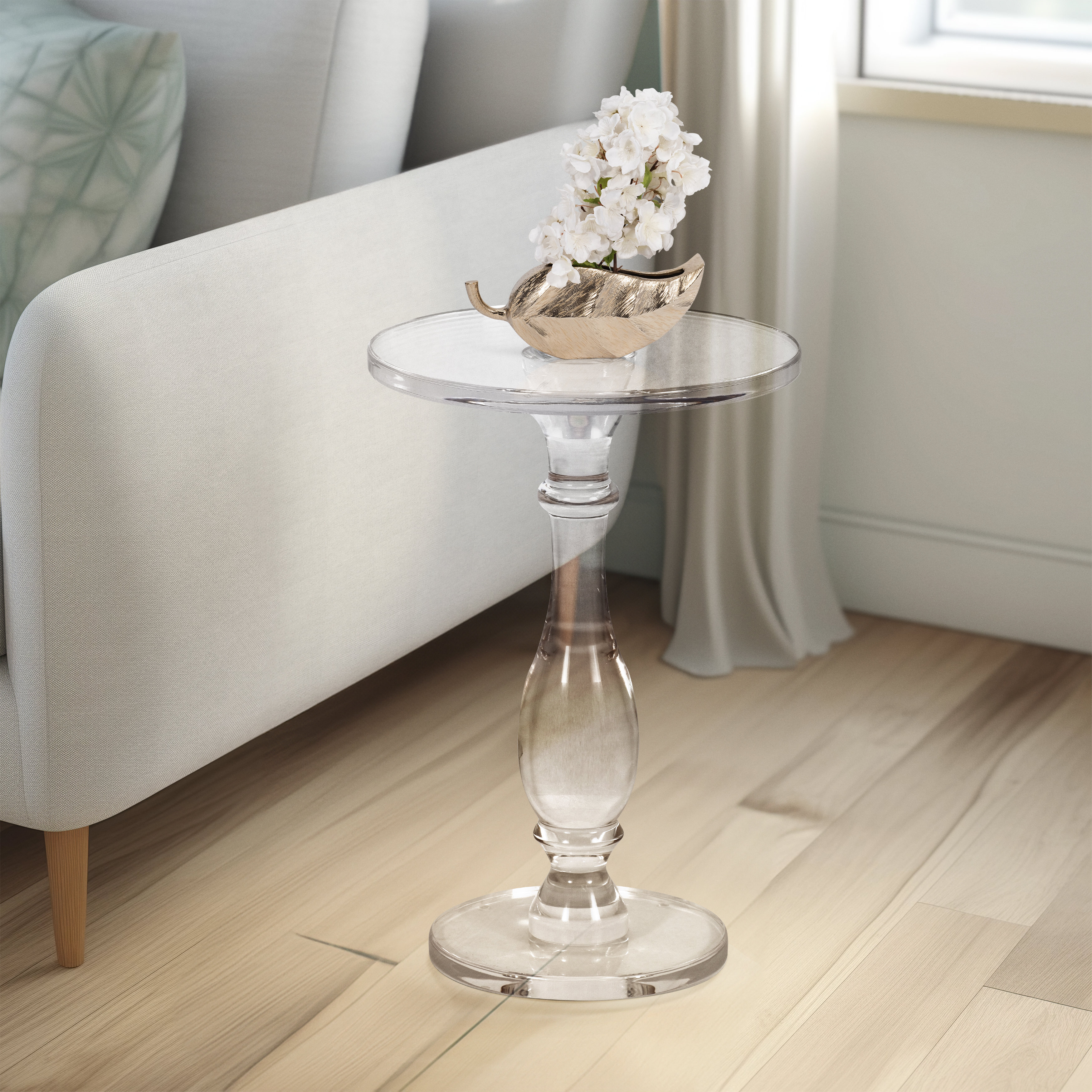 Rosdorf Park Modern Glass and Acrylic Accent Table with Round Top and ...