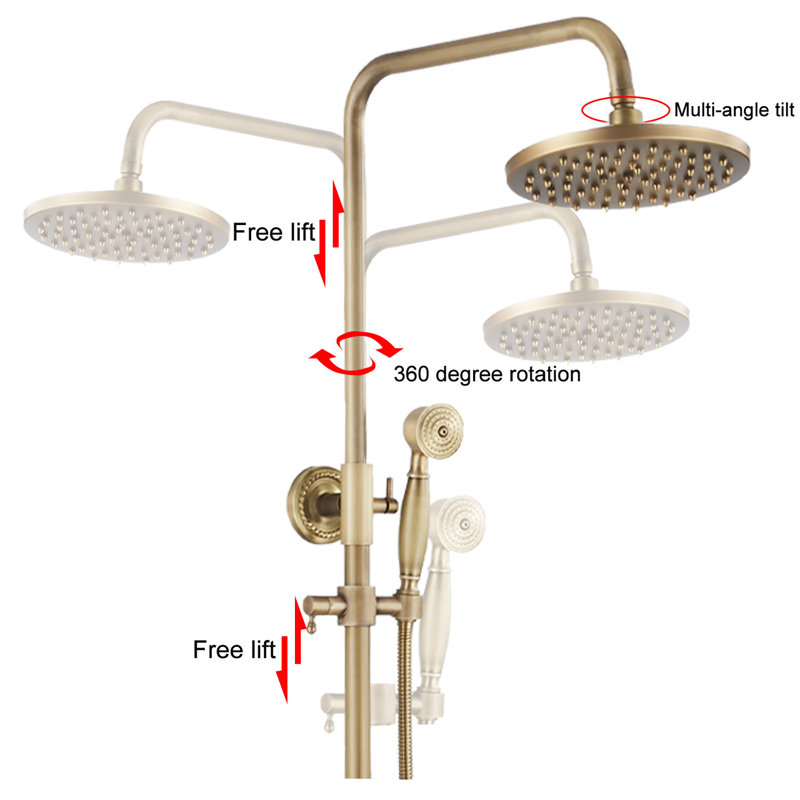 UFINE 9999-ORB Rain Shower System Set 2 Knobs Mixing 8 Inch Round ...