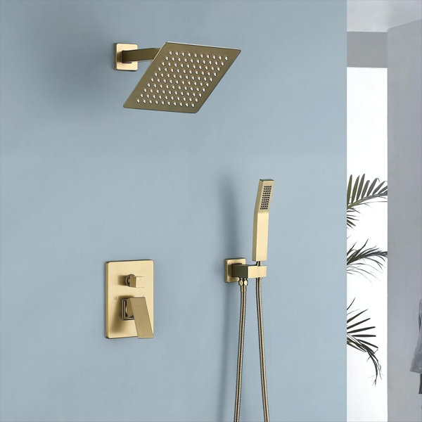 ENDOSTO Shower Faucet Brushed Gold Shower Fixtures 8 Inches Rain Shower ...