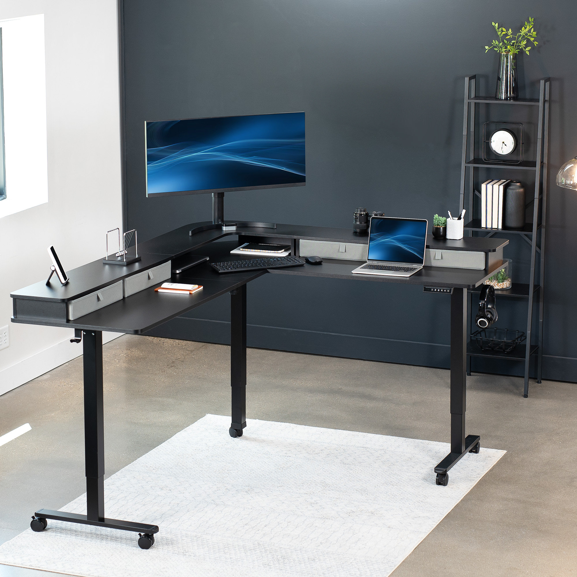 Vivo VIVO 2-Tier Electric Corner Desk | Wayfair