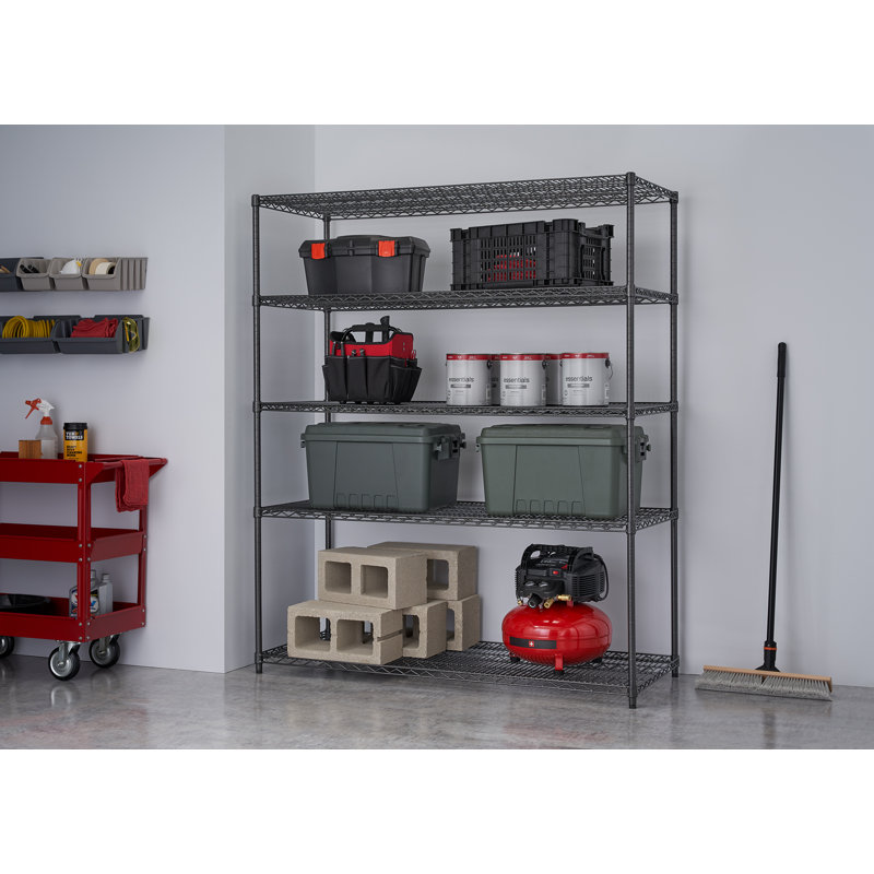 TRINITY PRO Black 5-Tier NSF Steel Wire Garage Storage Shelving Unit ...