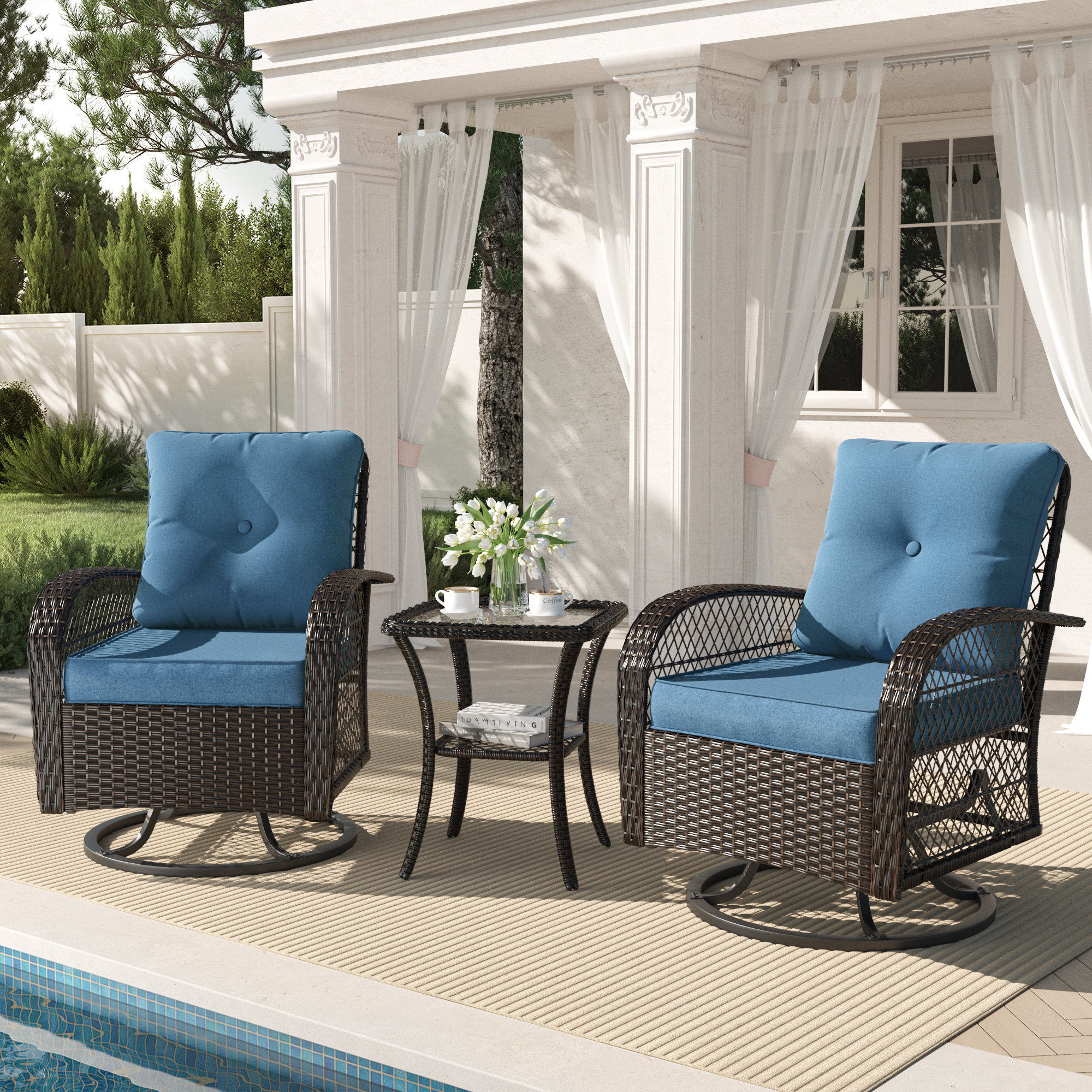 Latitude Run® Rauridh 2 - Person Patio Furniture Rocking Chair with ...