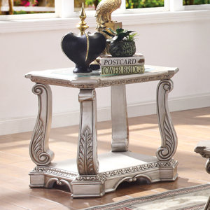 Astoria Grand 26 Inch End Accent Table Vintage Style Carved Wood, Glass ...