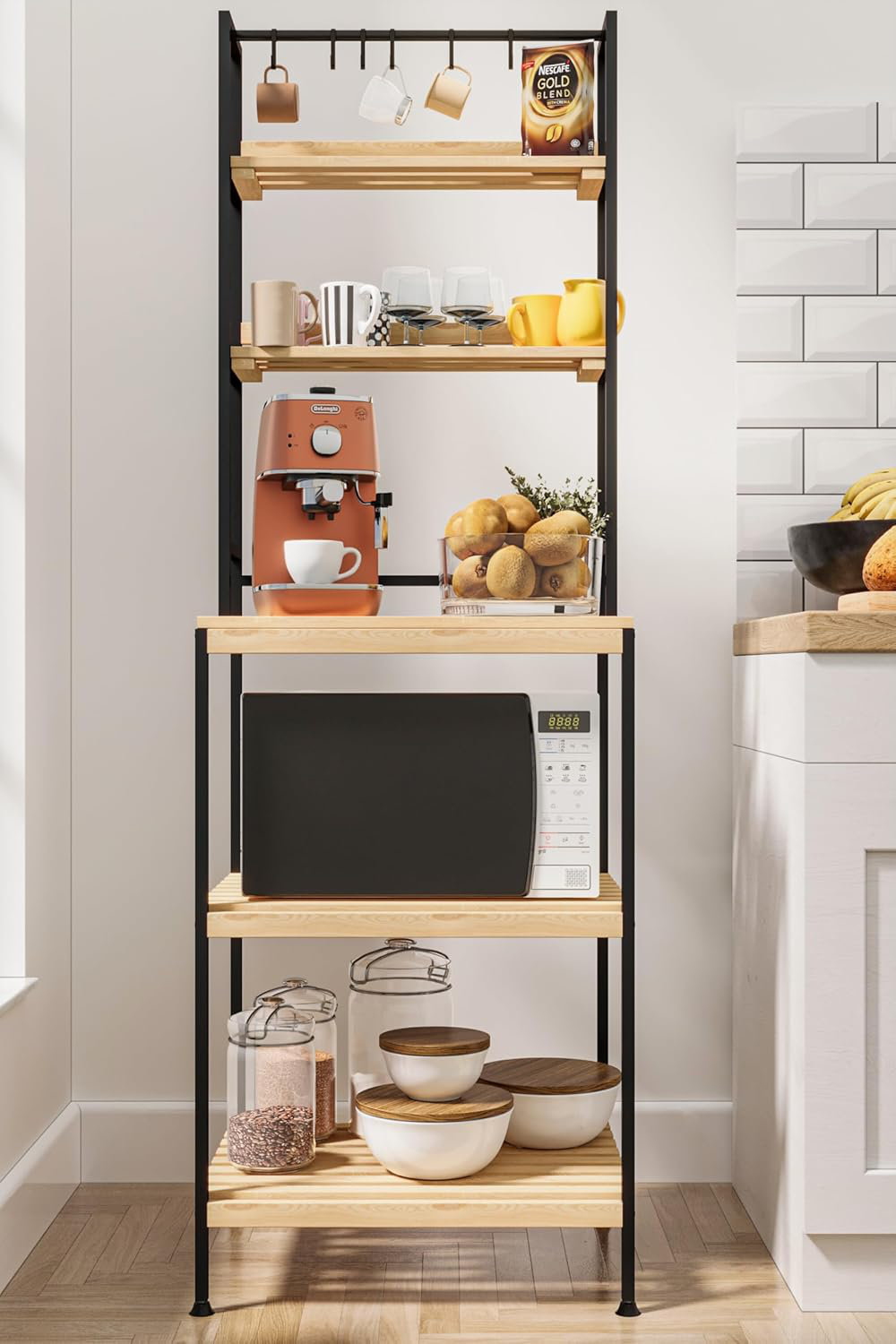 17 Stories 5-Tier Wooden Kitchen Storage Cabinet | Wayfair