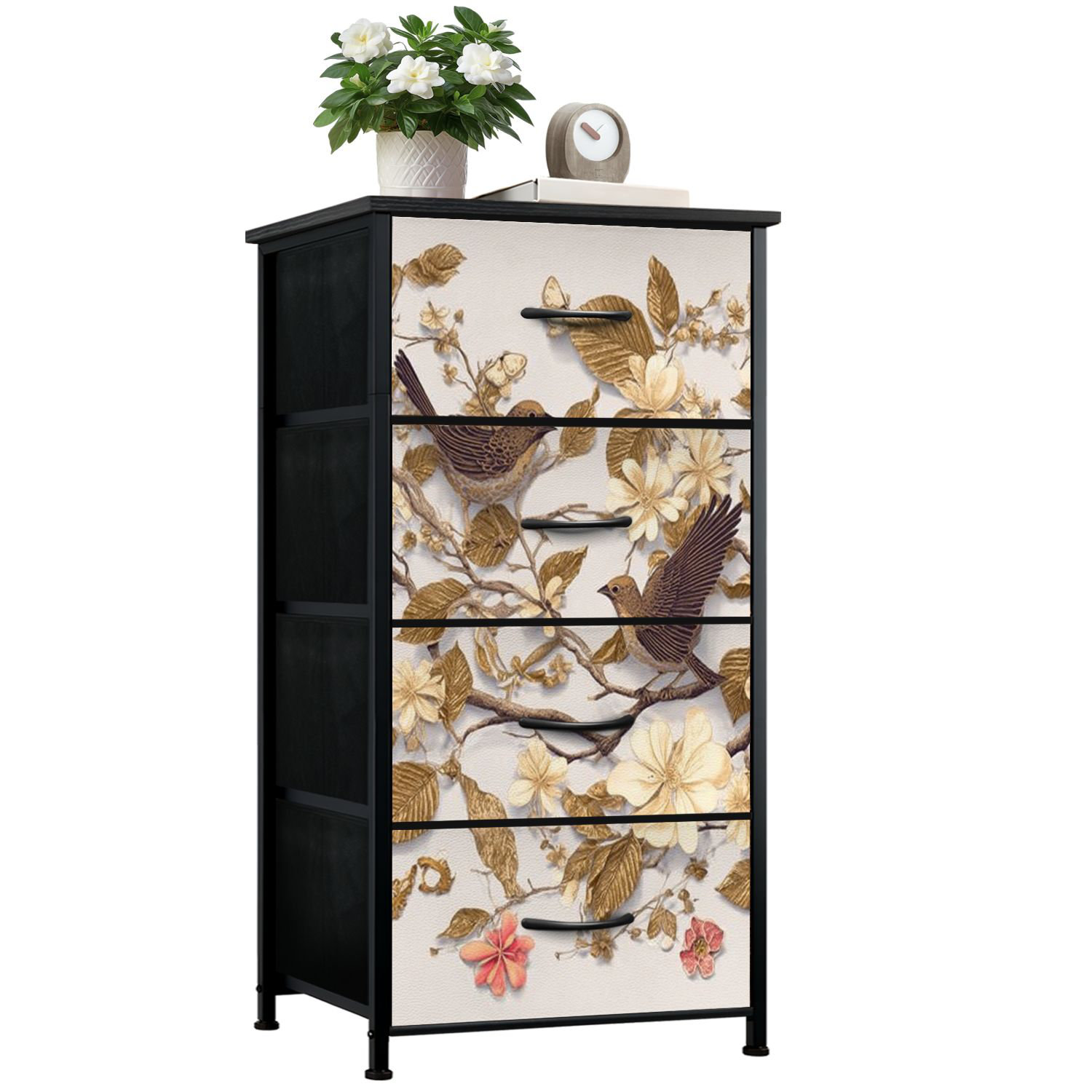 Dakota Fields 4 Drawer Vertical Storage Dresser Light delicate Birds ...