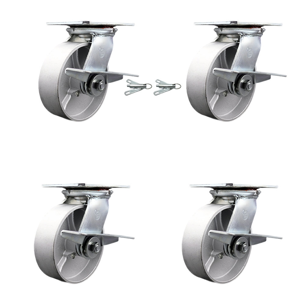 Service Caster 4 Piece Semi Steel Caster Set with Roller Bearing 4 ...