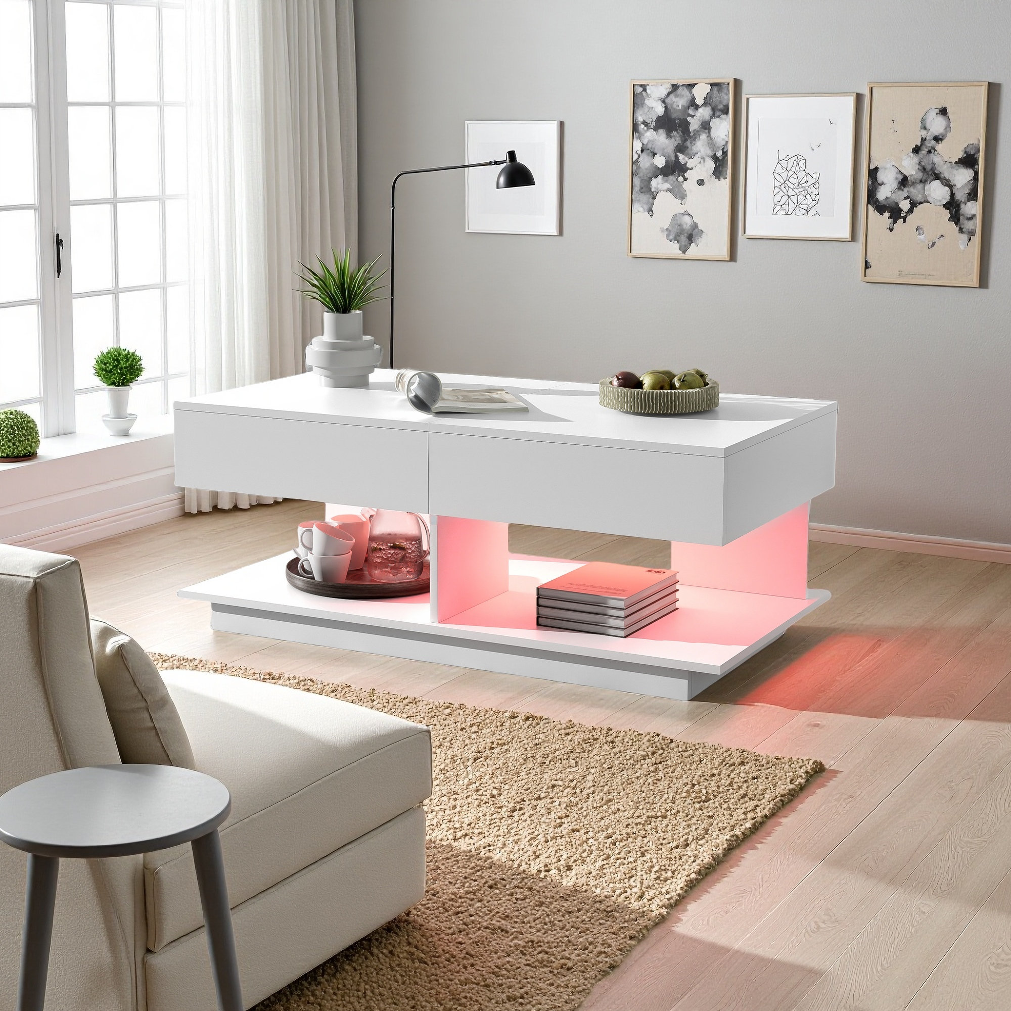 FAR AND NEAR Extendable Coffee Table, Efficient Central Coffee Table ...