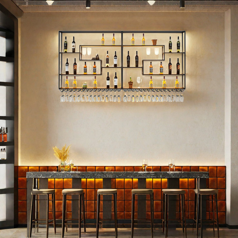 L Wall-hanging Wine Rhythm Simple Fashion Wall Mounted Metal Wine Rack ...