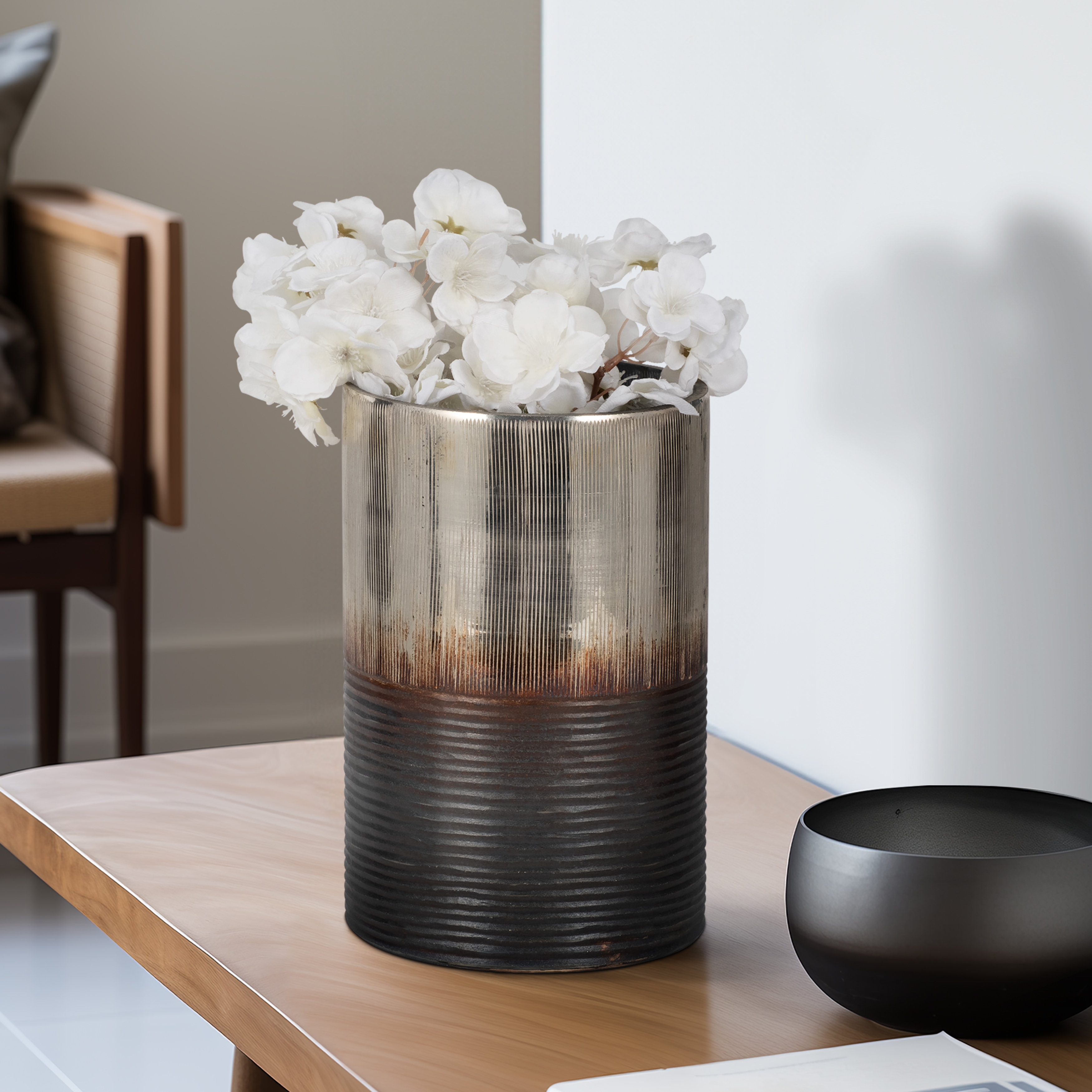 Dakota Fields Dirks Glass Vases Modern Decorative Ribbed Cylinder Vase ...