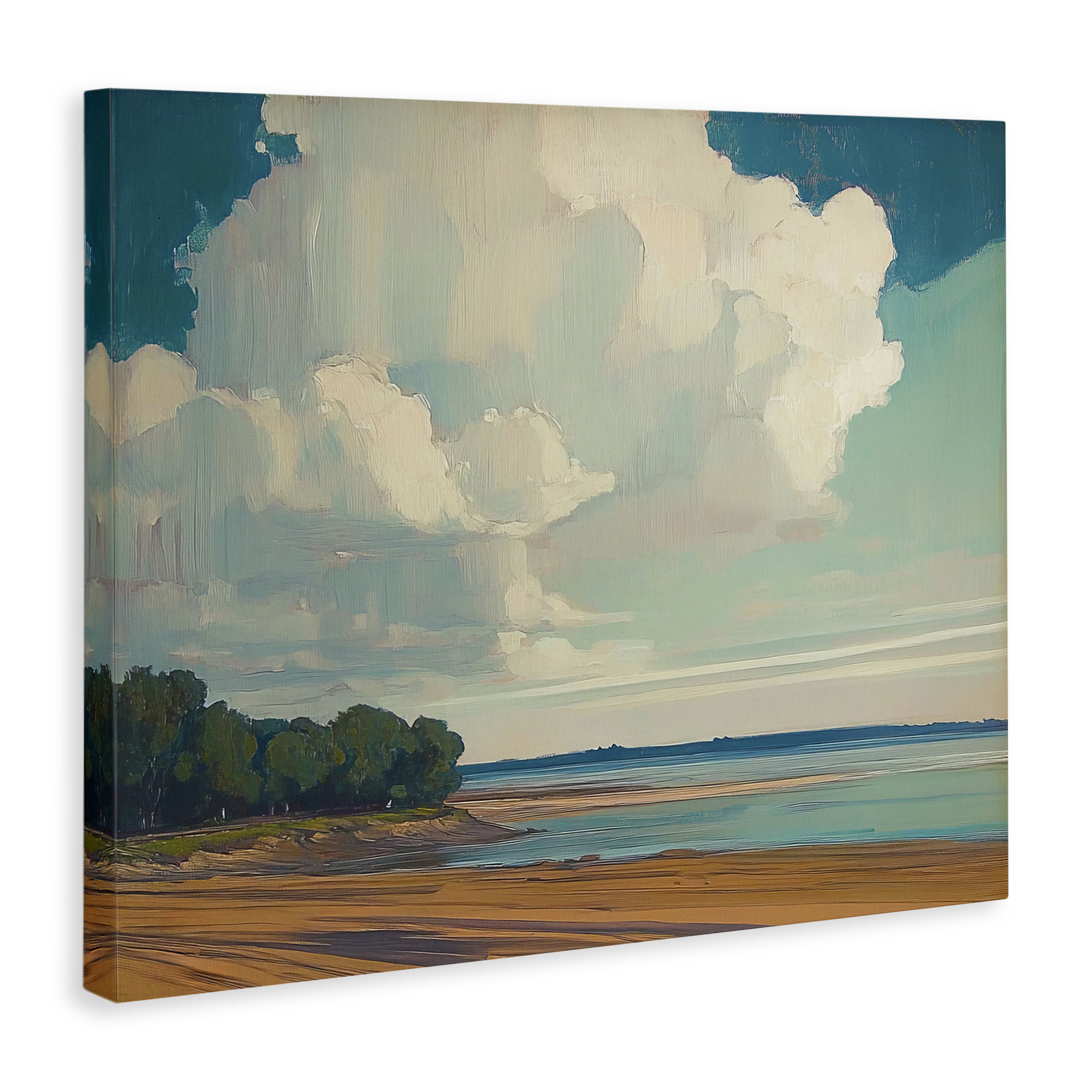 Dovecove Clouds over Extensive Beach Canvas Wall Art, design by Elara ...