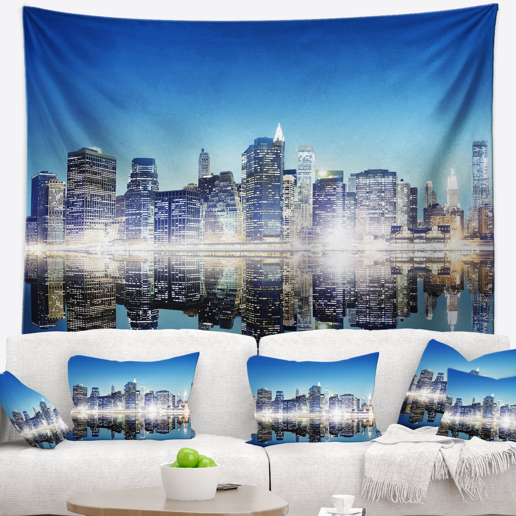 East Urban Home Cityscape Skyscraper on New York City Tapestry | Wayfair