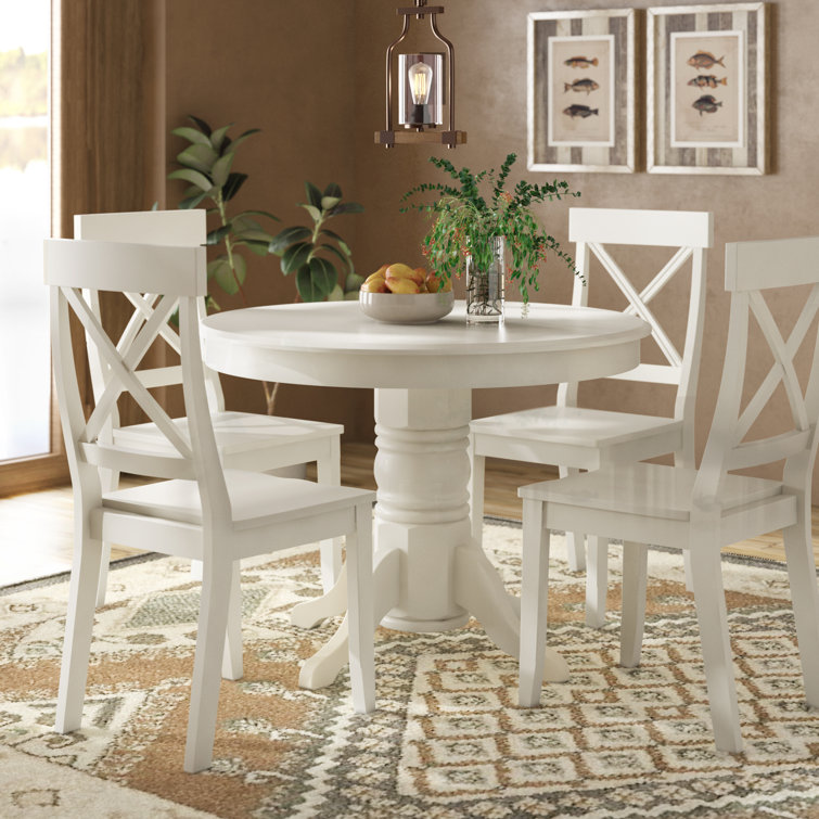 August Grove® Standridge 5 - Piece Solid Wood Pedestal Dining Set ...