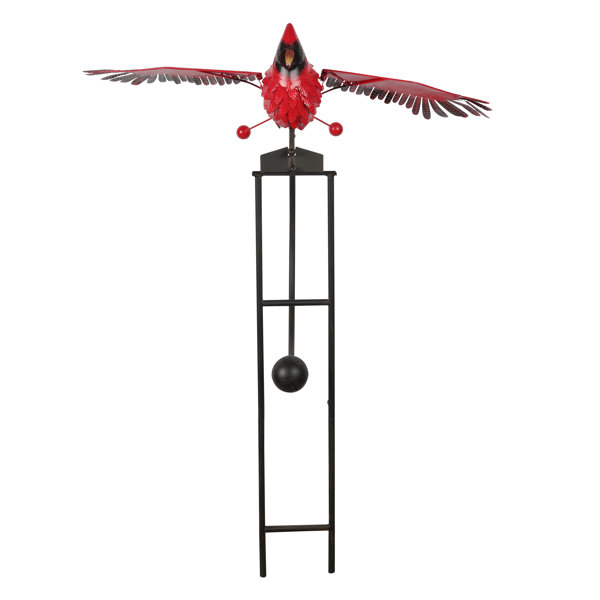 Arlmont & Co. 56"H Metal Rocking Cardinal Stake for Garden, Patio ...