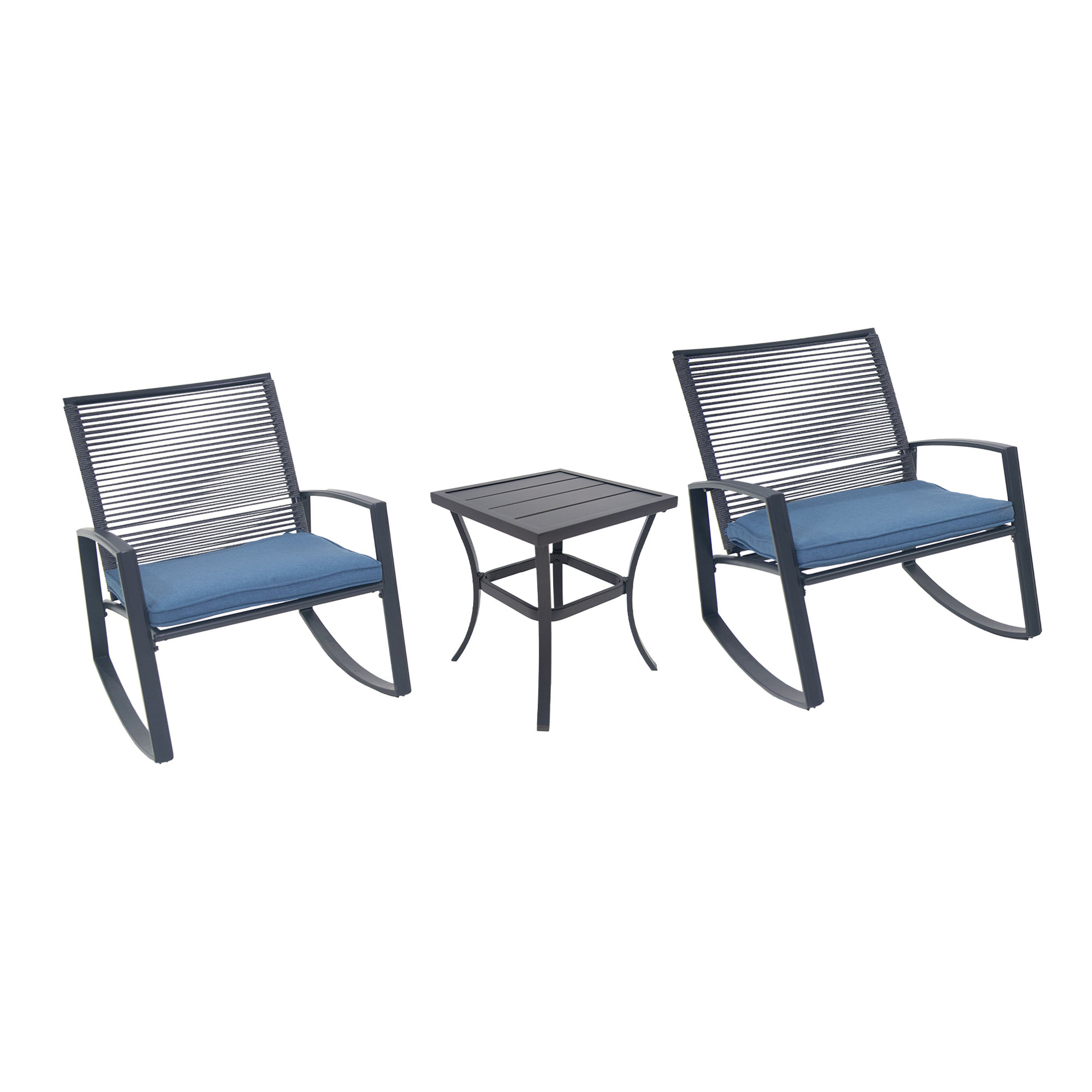 Latitude Run® 2-Person Outdoor Patio Bistro Metal Rocking Conversation ...
