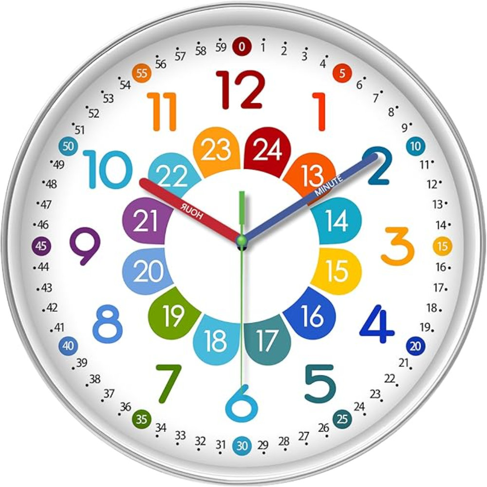 Latitude Run® XFM Analog Clock For Kids Learning Colorful Small Wall ...