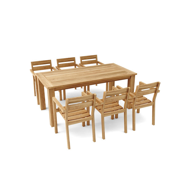 Three Posts Morones Rectangular 6 - Person 70.9'' Long Teak Dining Set ...