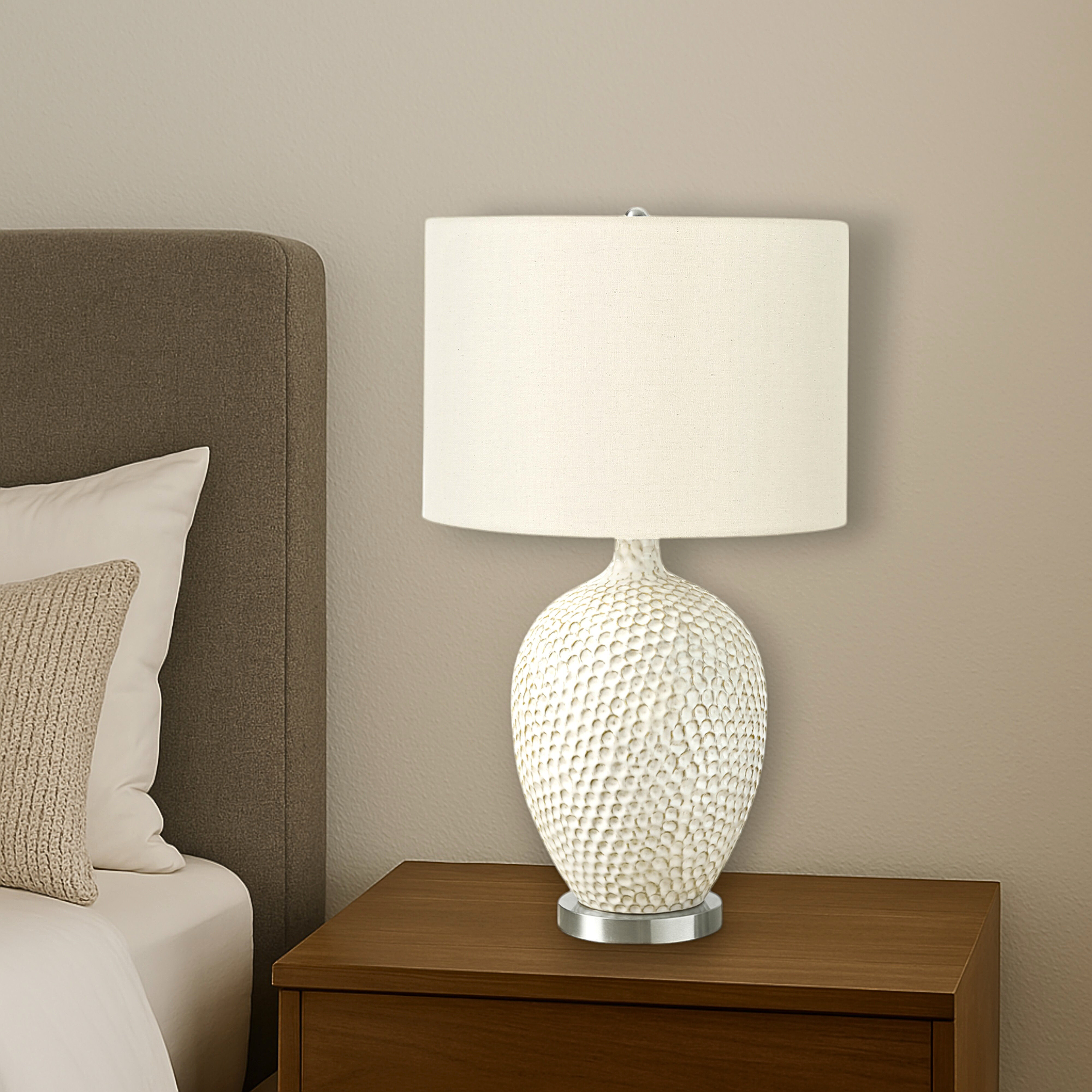 Winston Porter Marie 28"H Table Lamp, Cream Ceramic & Ivory / Cream ...