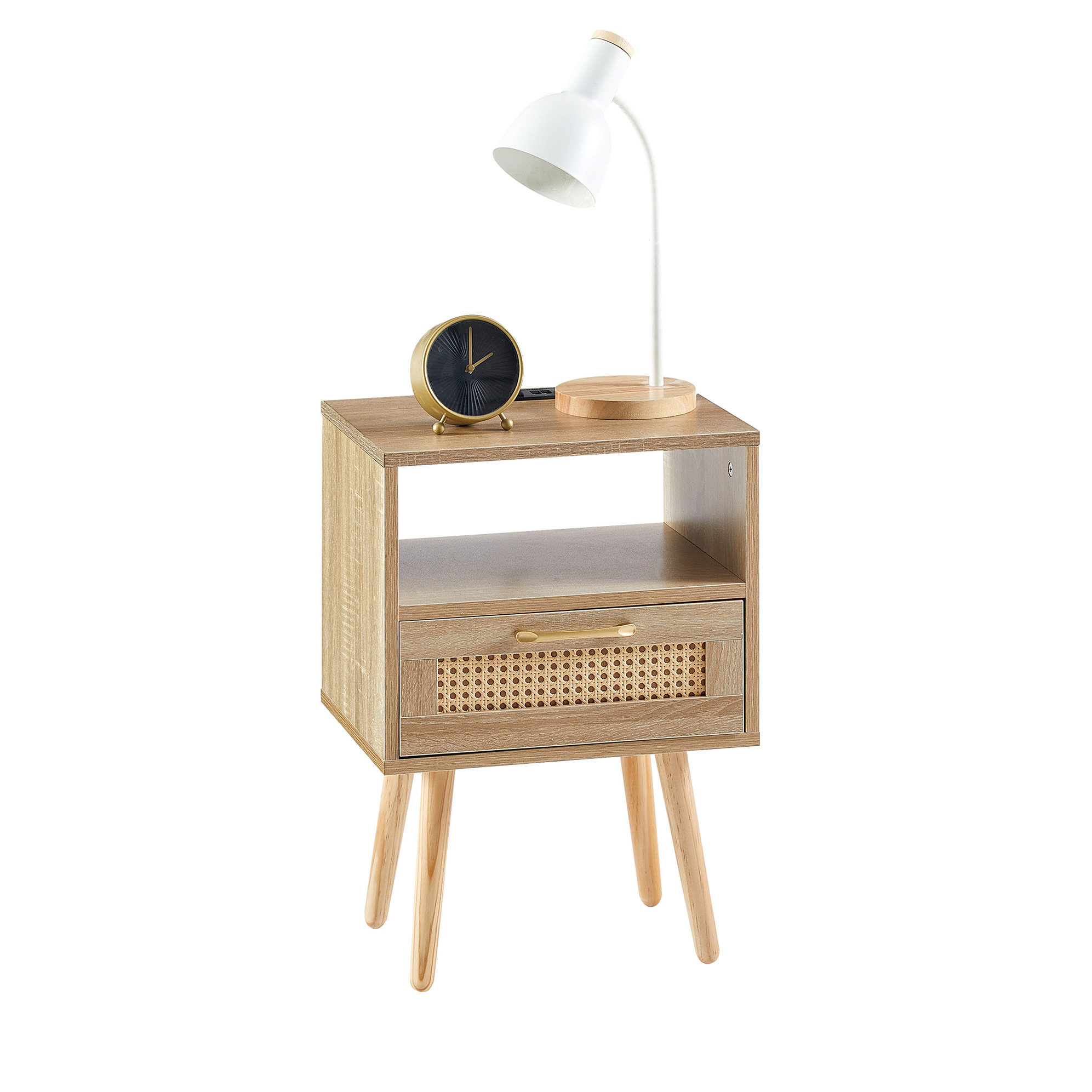 Bay Isle Home™ Side Table With Charging, Solid Wood Legs, Practical ...