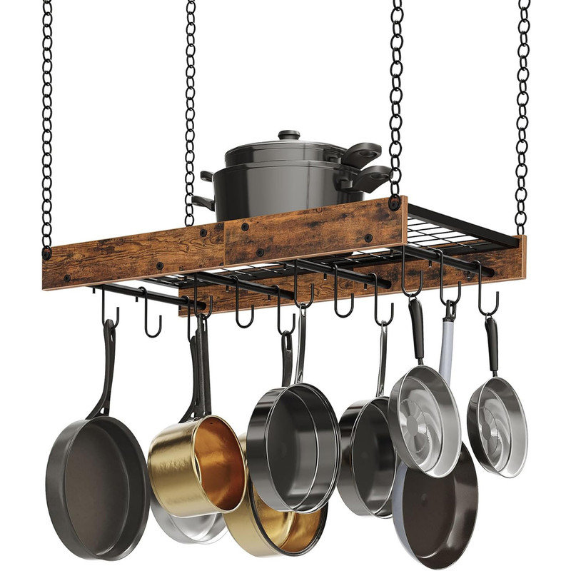 Prep & Savour Vintage Pot Hangers for Kitchen, Ceiling Mounted Pot Rack ...