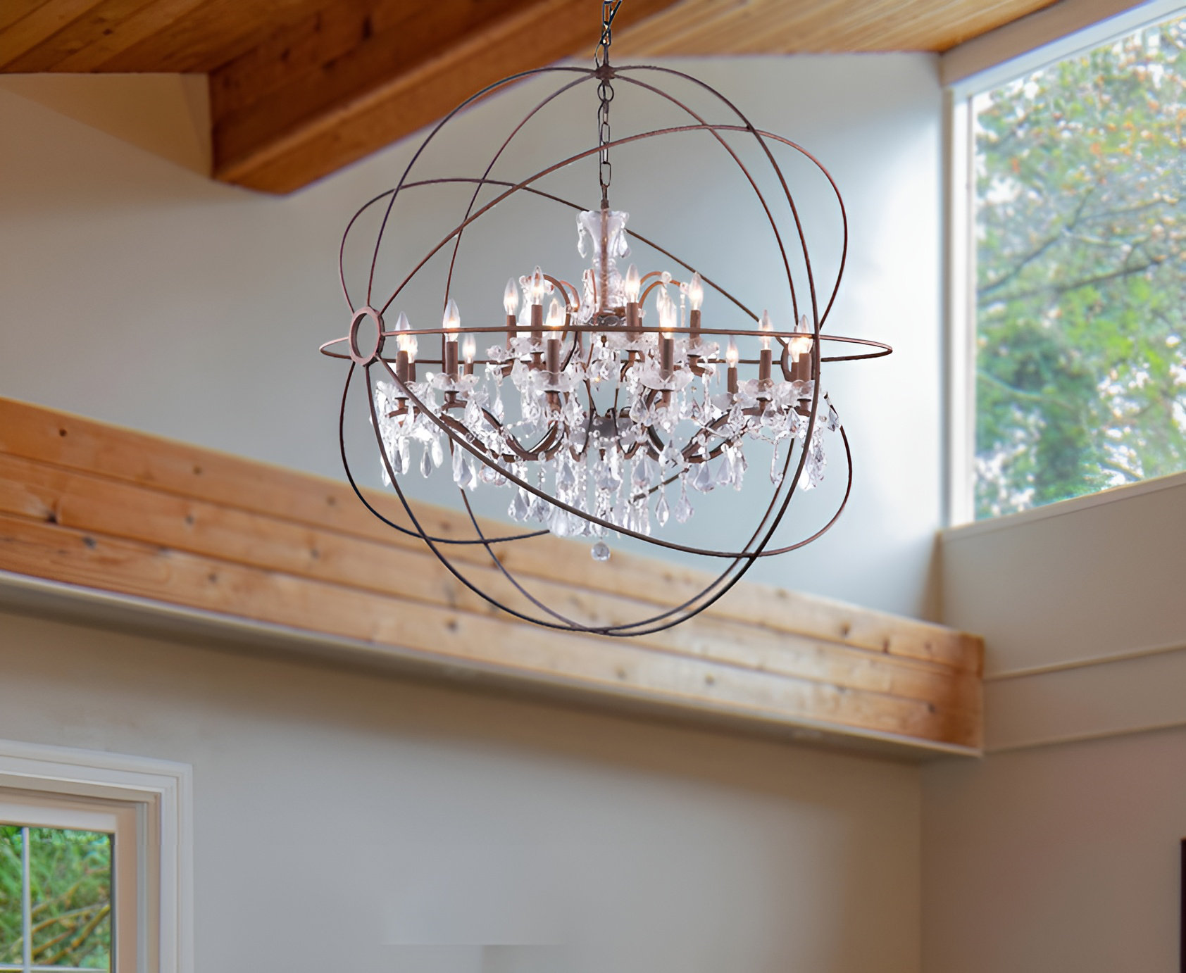 House of Hampton Royal Orb Crystal 18-Light Pendant Oversize 42 Inches ...