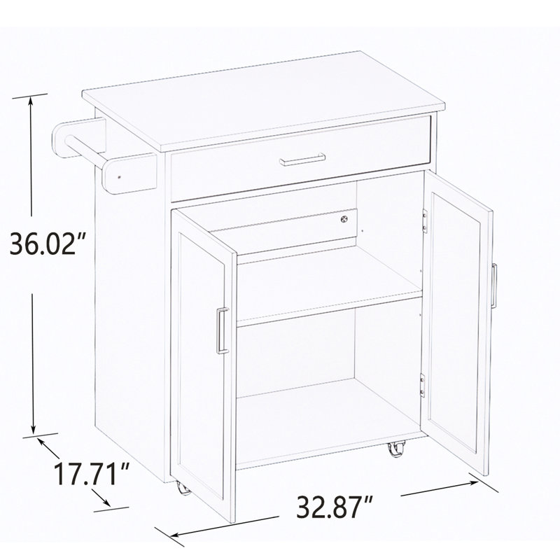Red Barrel Studio® Multi-Functional Kitchen Island, Drawer, Double ...