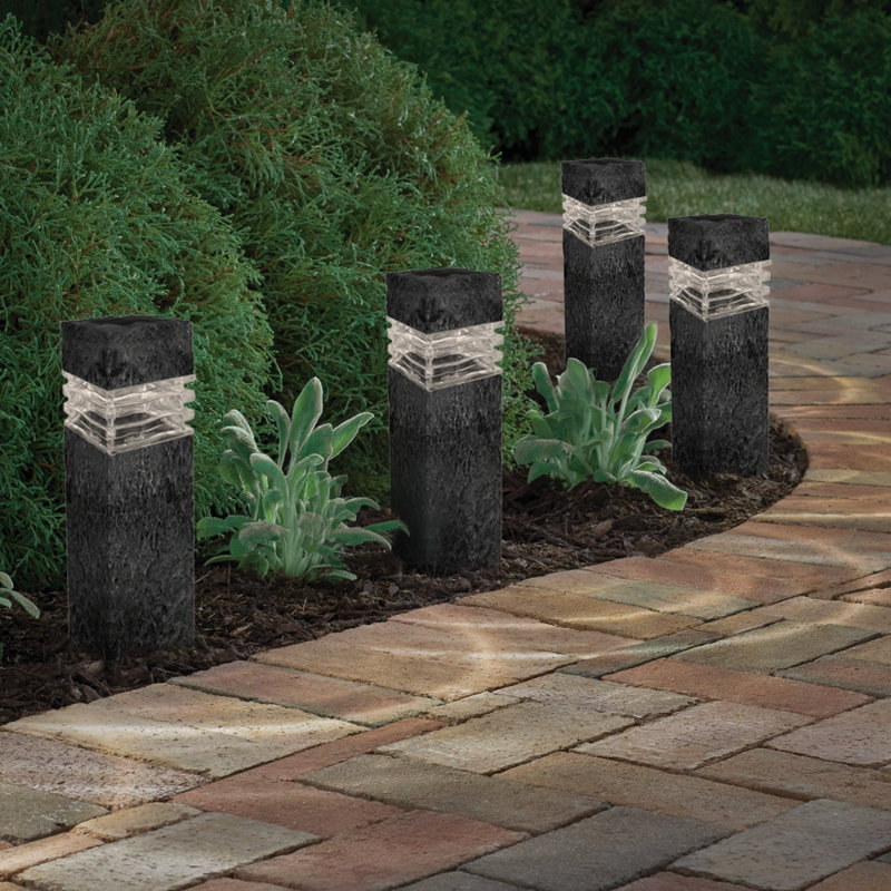 Deck Impressions Charcoal Solar Powered Integrated LED Pillar Light ...