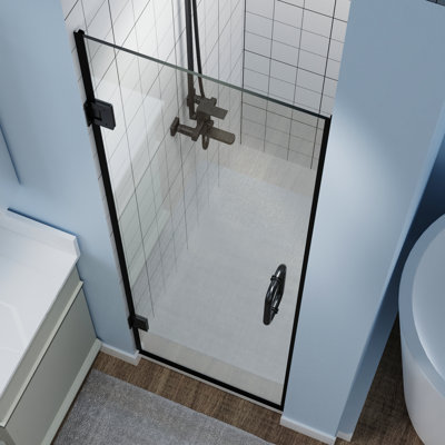 ExBrite 24'' W X 72'' H Hinged Frameless Shower Door With Clear Glass ...